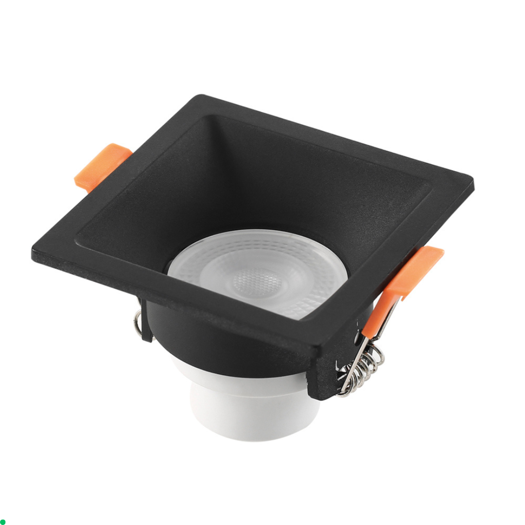 Spot Led Embutido Recuado Quadrado Preto 6W 6500K - Branco Frio